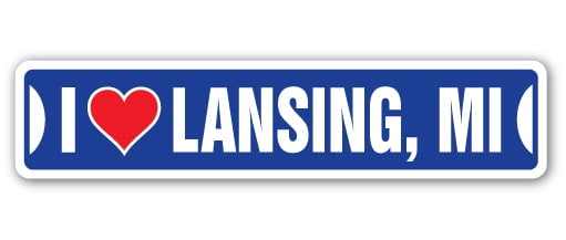 I LOVE LANSING MICHIGAN Street Sign mi city state us wall road décor ...