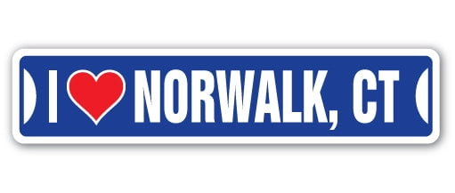 I LOVE NORWALK CONNECTICUT Street Sign ct city state us wall road décor ...