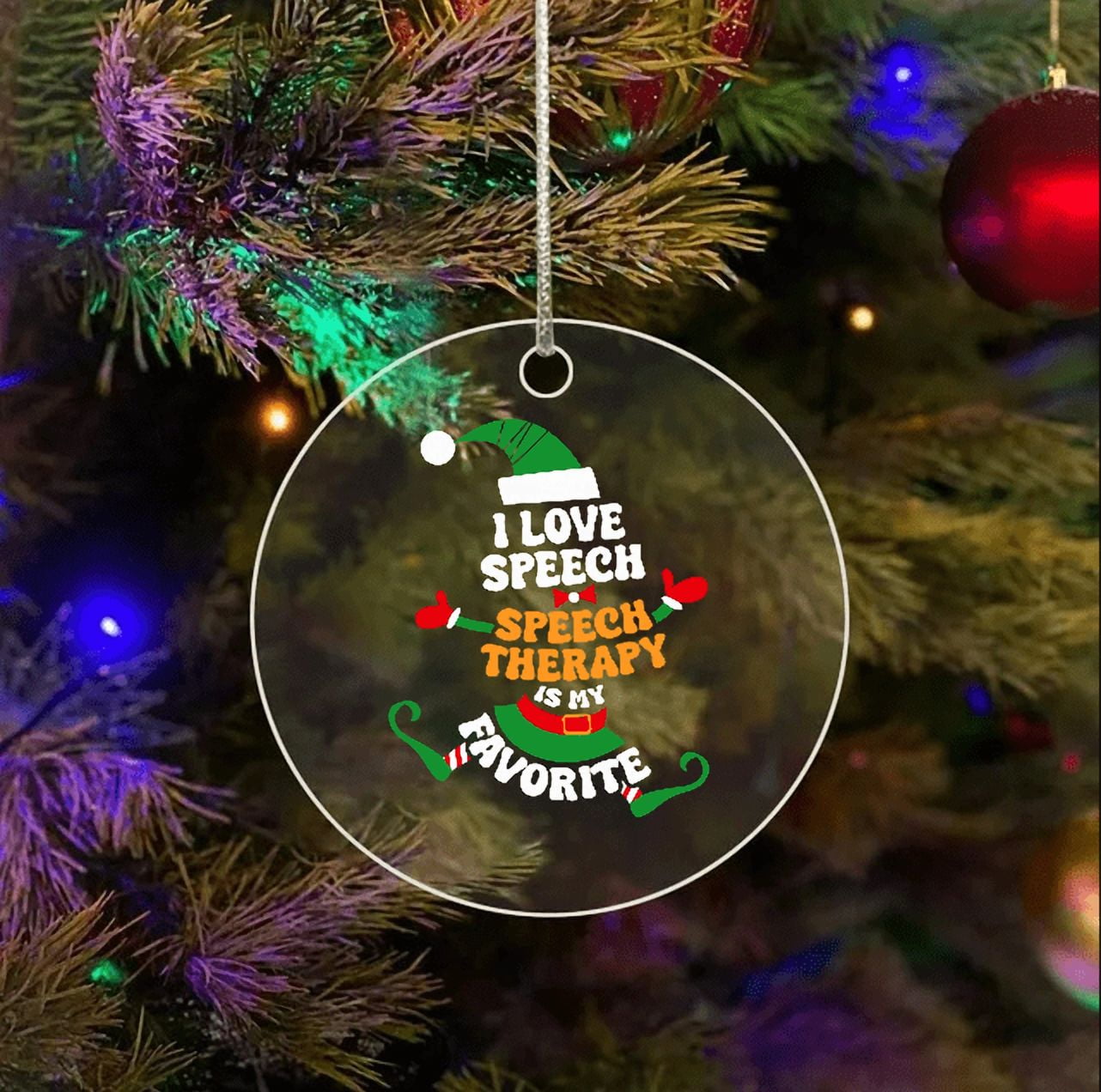 I LOVE Speech Therapy IS MY FAVORITE Speech Therapy Support Ornament ...