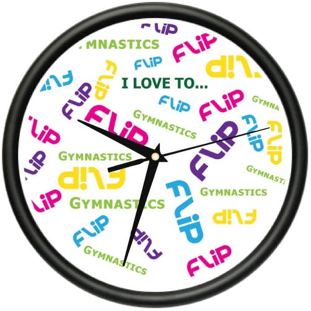 I LOVE TO FLIP GYMNASTICS Wall Clock gymnast leotard competition gym ...