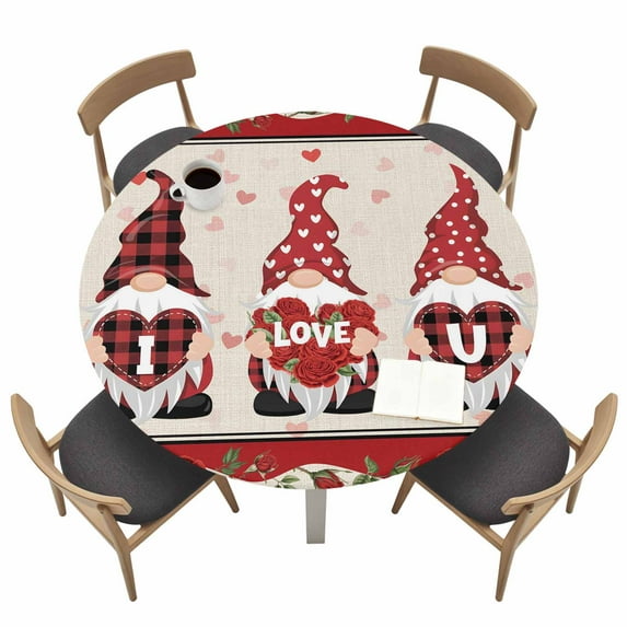 I LOVE U Round Fitted Tablecloth with Elastic Edge Valentine's Day ...