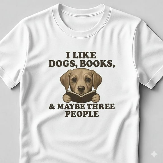 I Like Dogs & Books Maybe Three People T-Shirt, Book Lover & Dog Lover ...