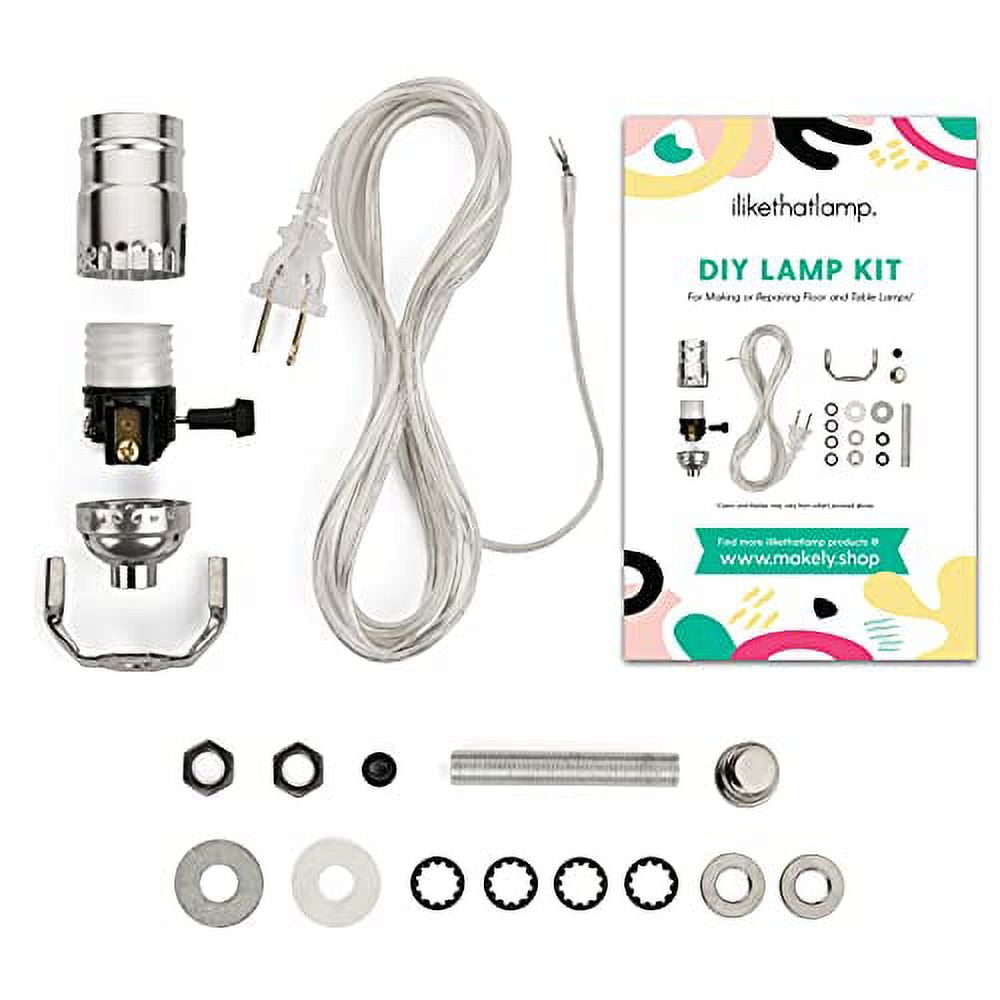 I Like That Lamp DIY Lamp Wiring Kit - Silver Socket + 12FT Silver Cord ...