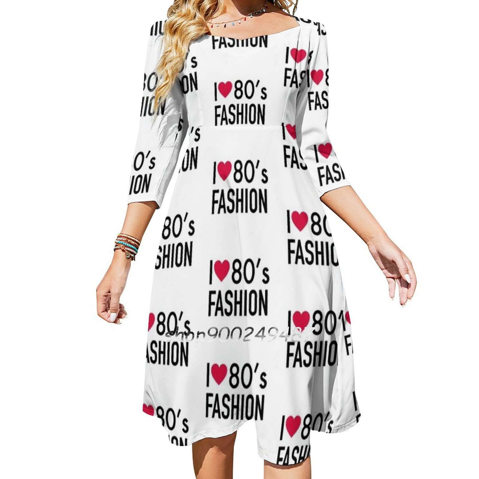 I Love 80S Fashion Sweetheart Knot Flared Dress Fashion Design Large ...