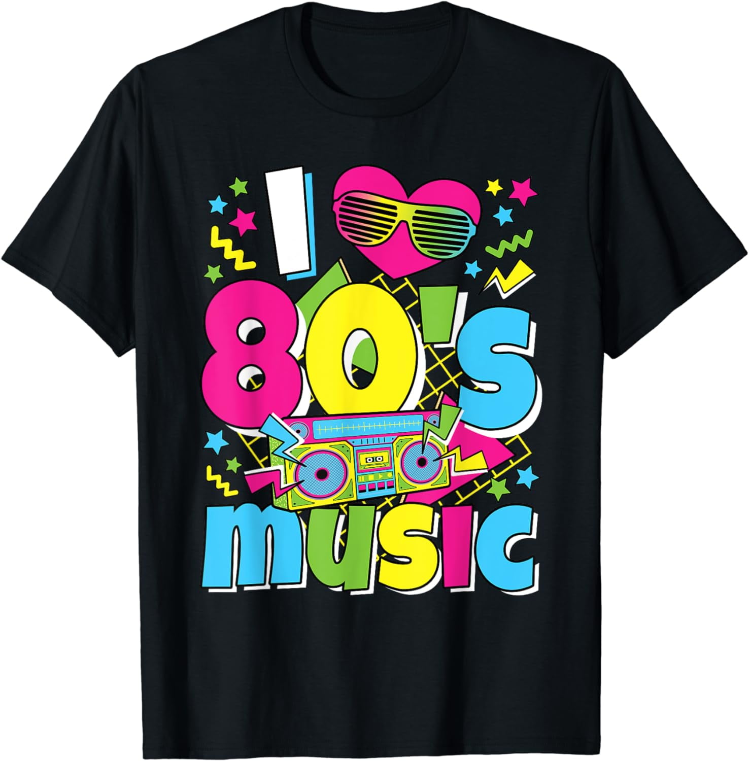 I Love 80s Music 80's Costume Eighties Theme Outfit 1980s T-Shirt ...