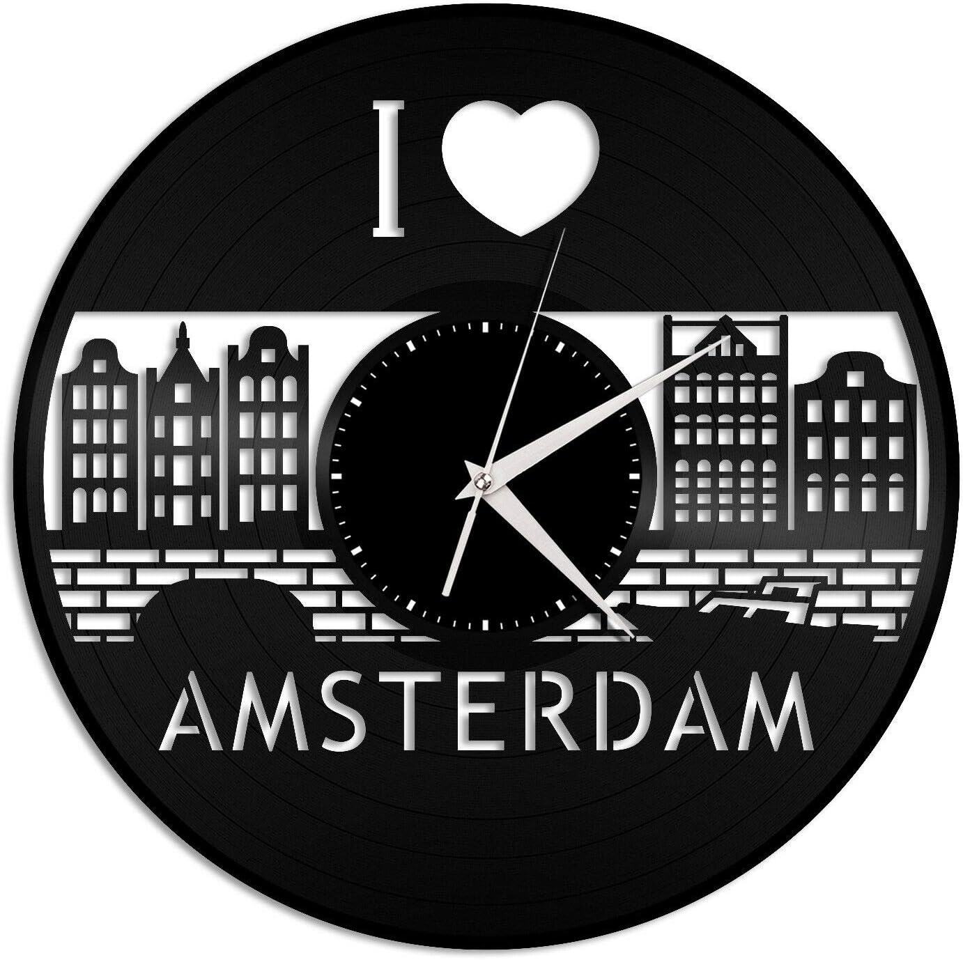 I Love Amsterdam Vinyl Wall Clock,Vinyl Record Clock Wall Art Handmade ...