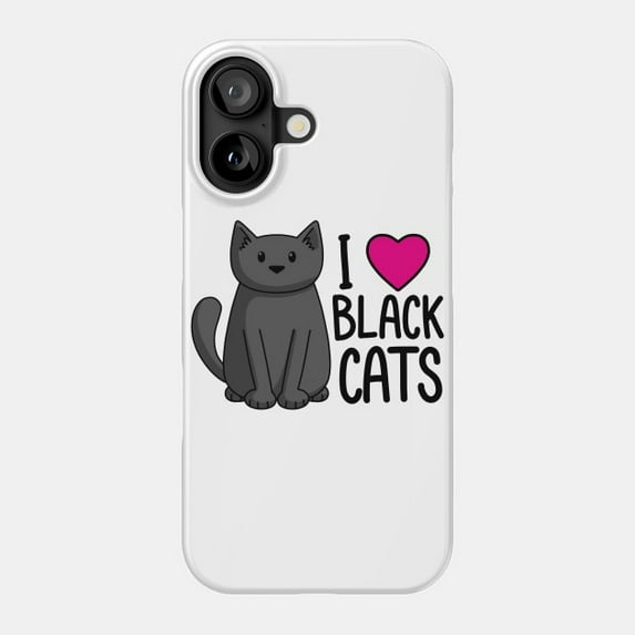 "I Love Black Cats" Simple Quote Phone Case for Apple iPhone 11-17 ...