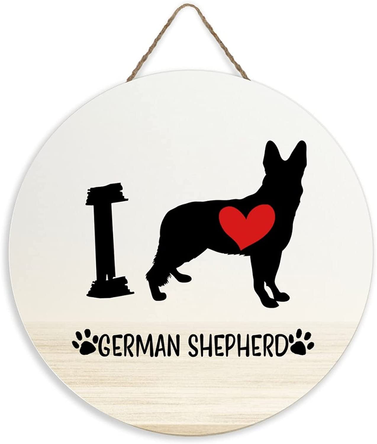 I Love Bull Terrier Sign Pet Silhouette with Paw Prints Wooden Plaque ...