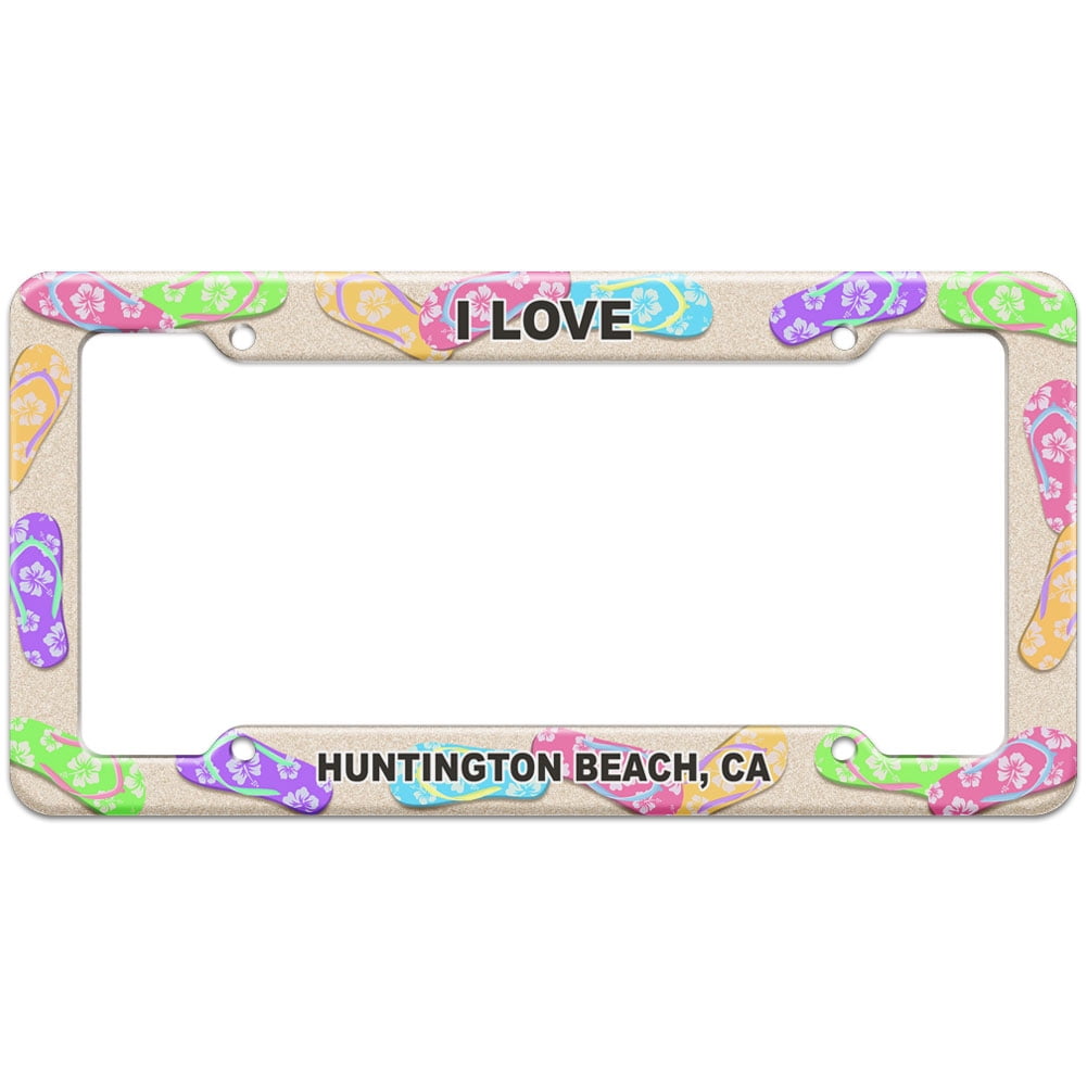 I Love City State - Huntington Beach CA - Plastic License Plate Frame ...