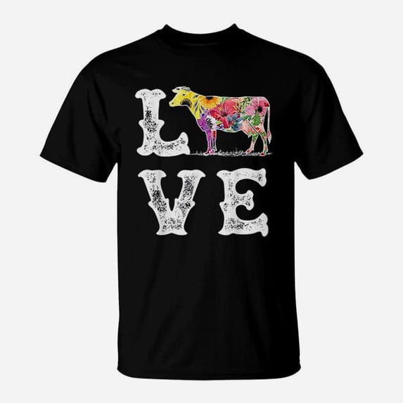 I Love Cows Cow Lover Dairy Farmer Farm TShirt - Walmart.com