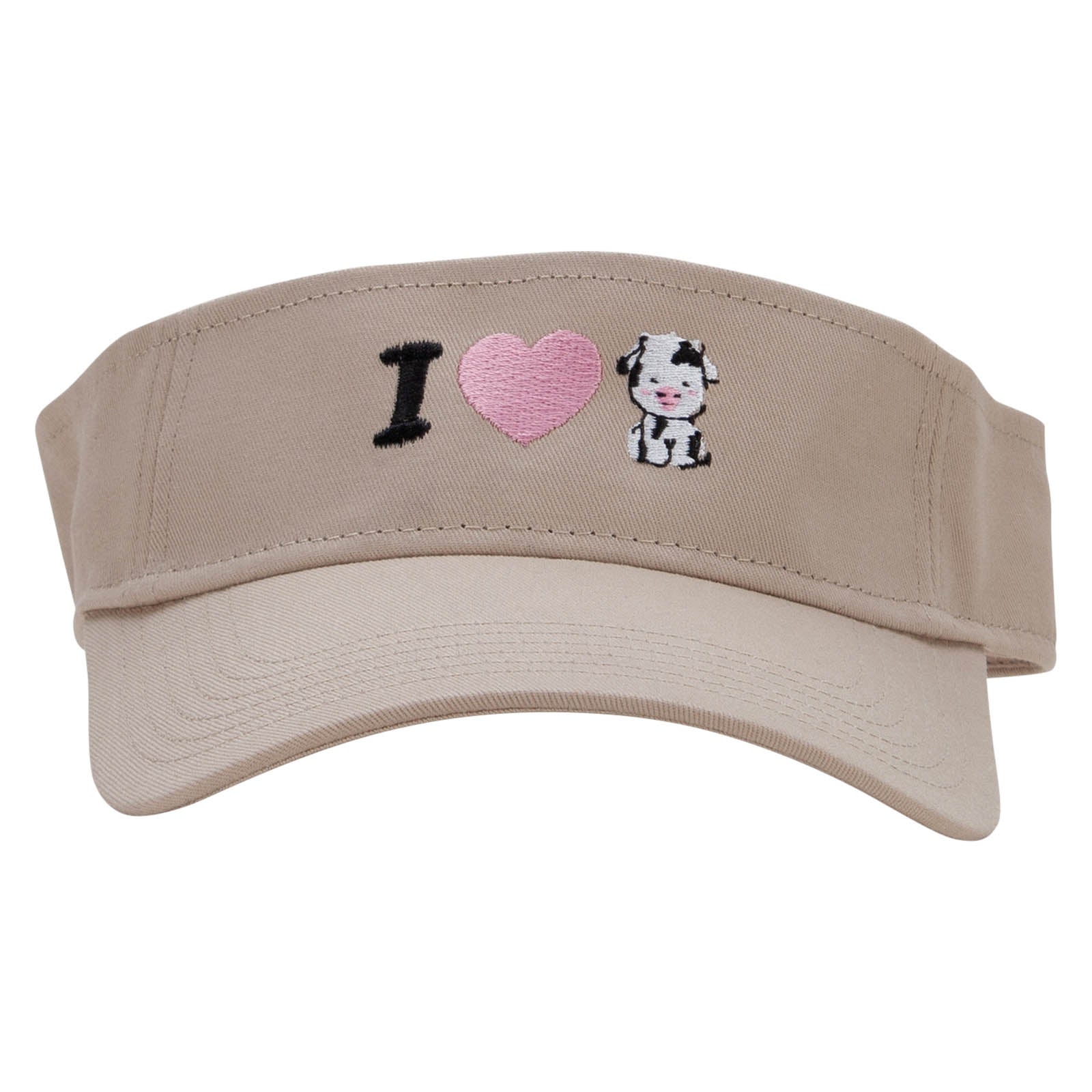 I Love Cows Embroidered Cotton Twill Sun Visor - Khaki OSFM - Walmart.com
