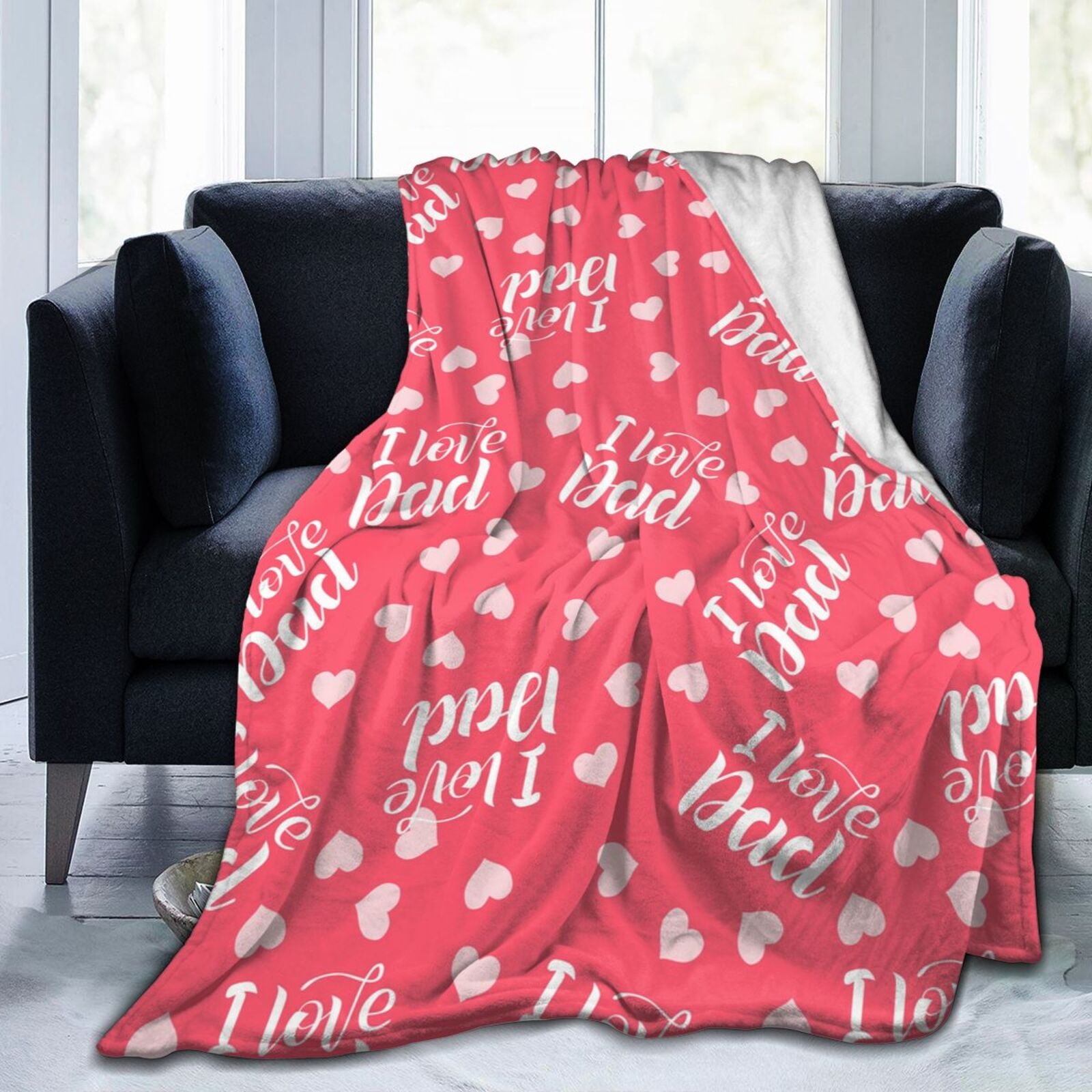 I Love Dad Happy Father's Day Throw Blanket Soft Cozy Warm Durable ...