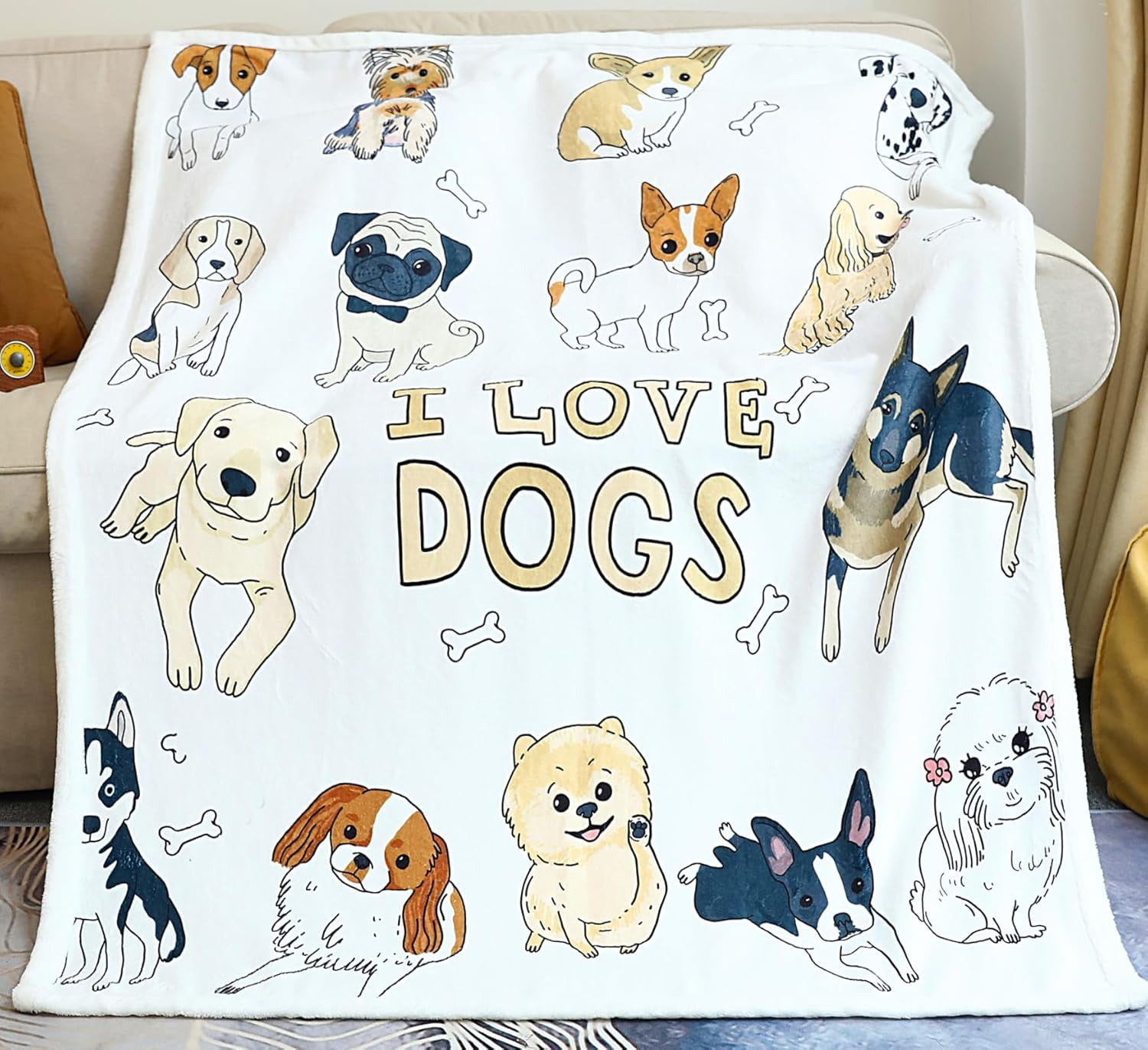 I Love Dogs Blanket Kids Blanket with Dogs Cute Puppies Pets Prints ...