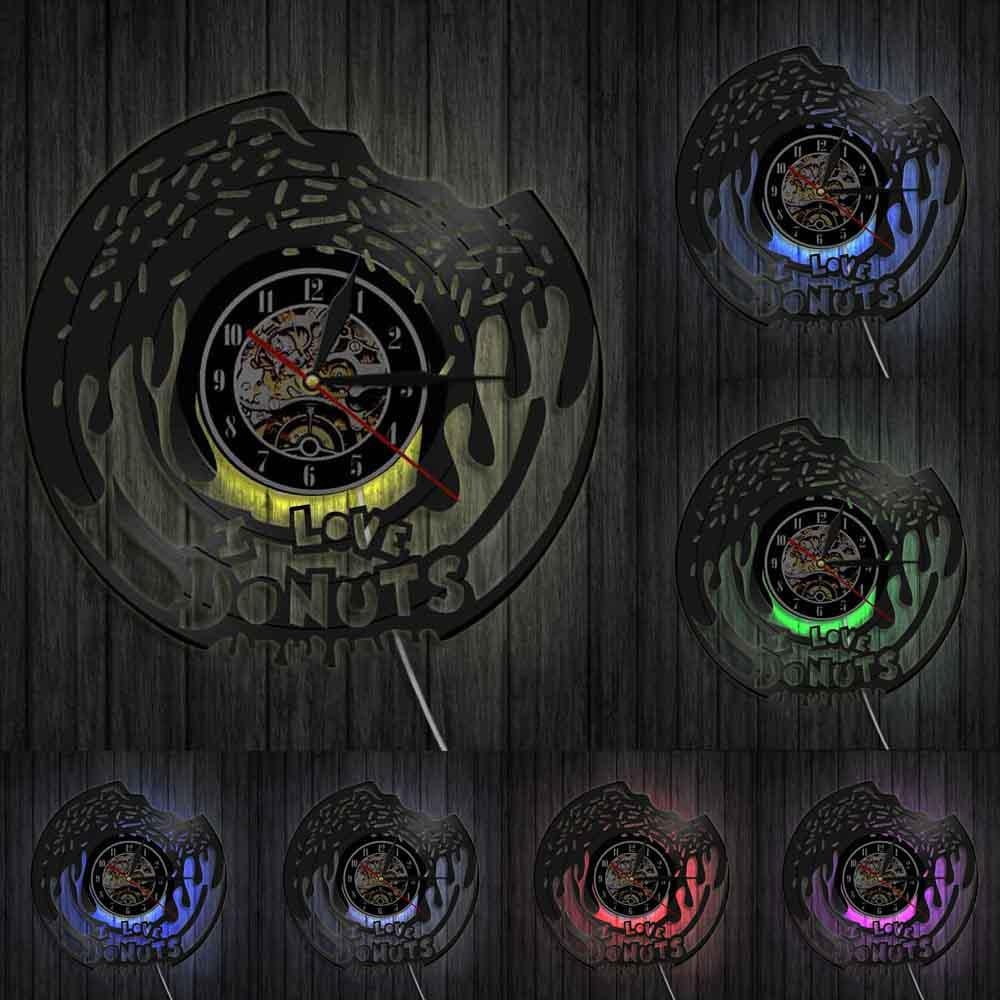 I Love Donuts Quote Sweet Food Wall Clock Vintage Kitchen Decor Foodie ...