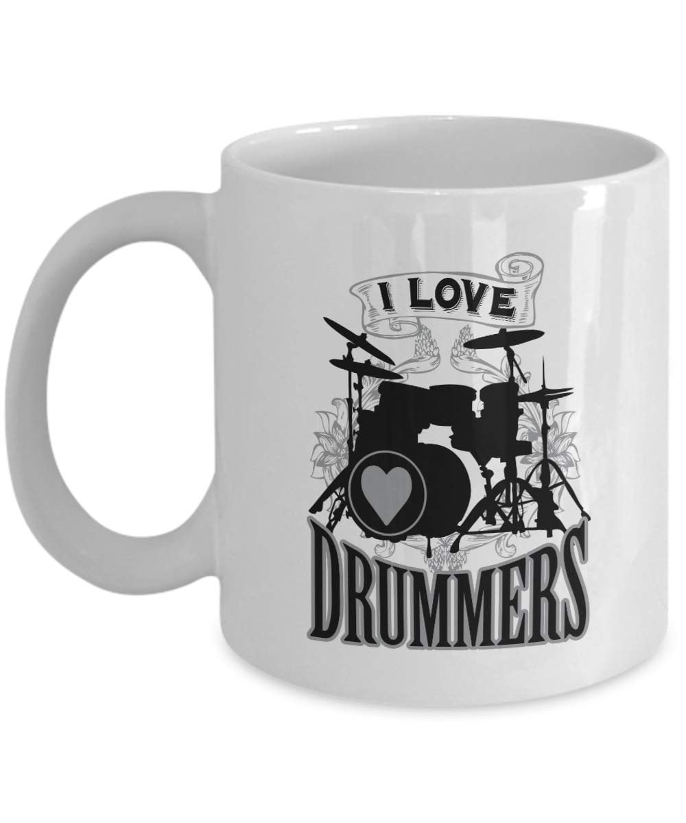 I Love Drummers Drum Set Silhouette Art Coffee & Tea Gift Mug, Kitchen ...