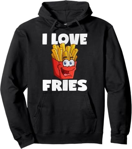 I Love Fries Funny Cute Vintage French Fry Lover Pullover Hoodie ...