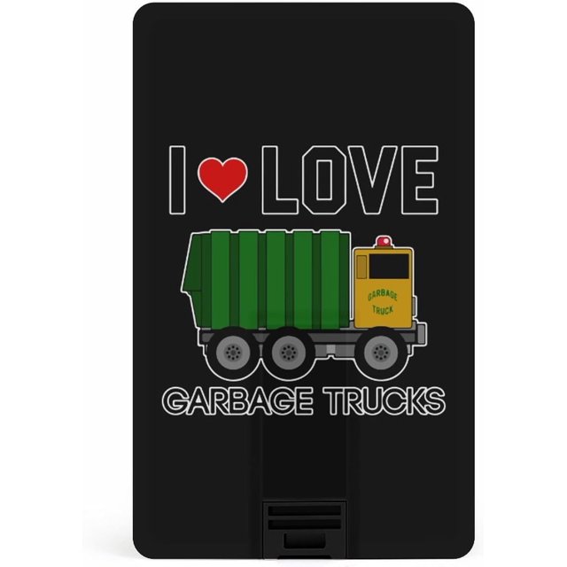 I Love Garbage Trucks Usb Flash Drive Credit Card Design Thumb Drive ...