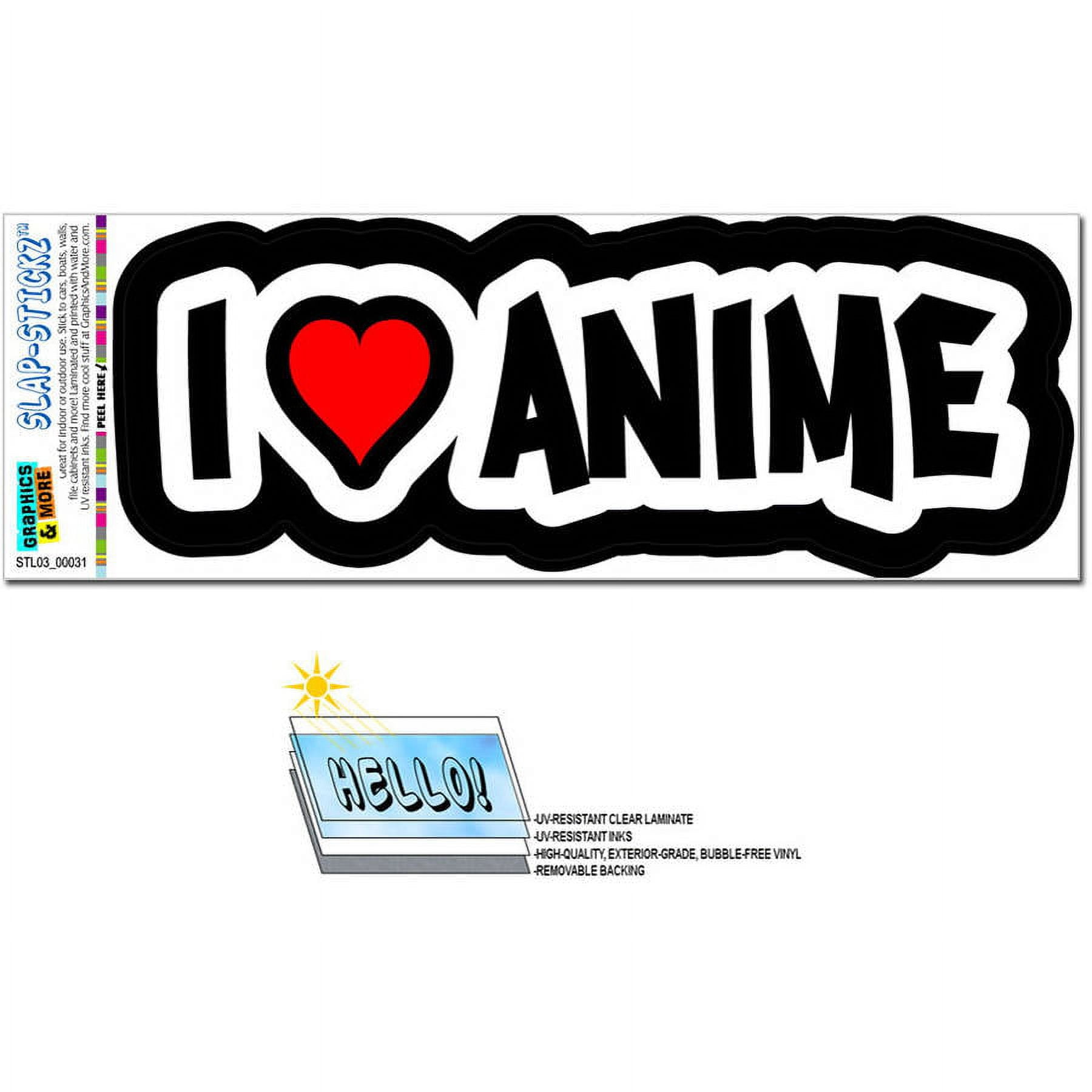 I Love Heart Anime Automotive Car Window Locker Bumper Sticker ...