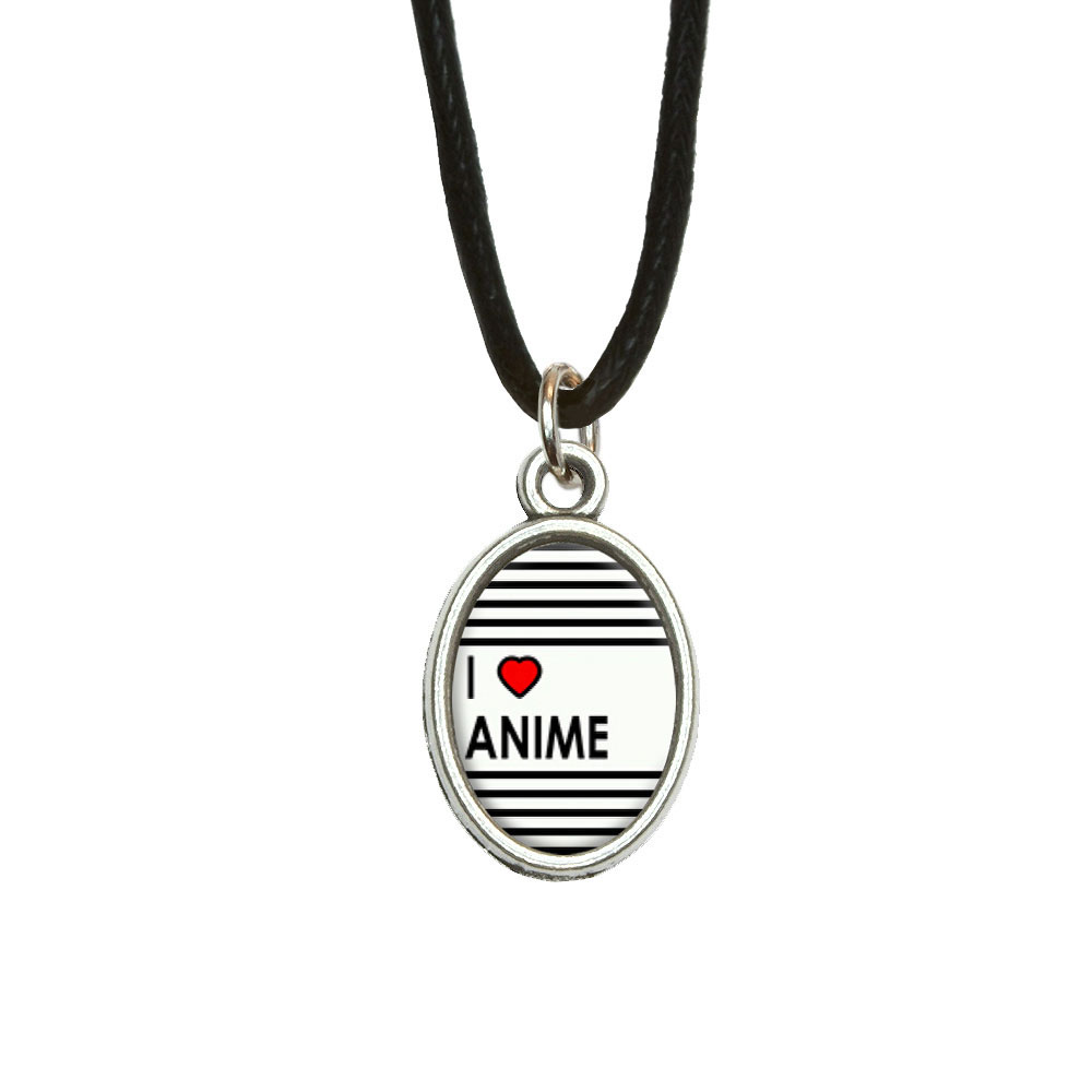 I Love Heart Anime Oval Charm Pendant - Walmart.com
