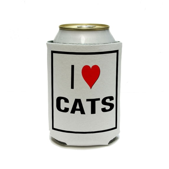 I Love Heart Cats Can Cooler Drink Insulator Beverage Insulated Holder ...