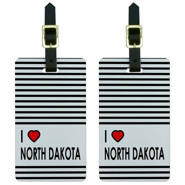 I Love Heart North Dakota Luggage Tags Suitcase Carry-On ID, Set of 2 ...