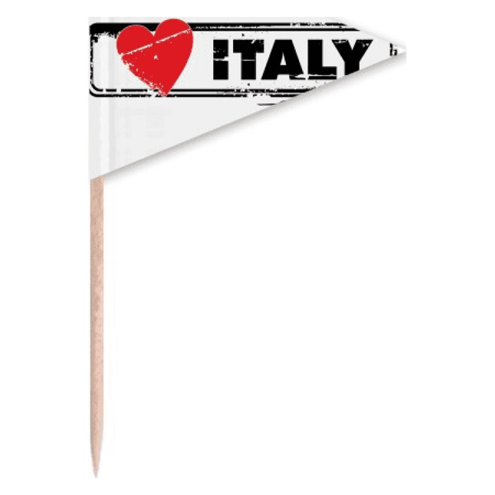 I Love Italy Word Love Heart Illustration Toothpick Triangle Cupcake ...