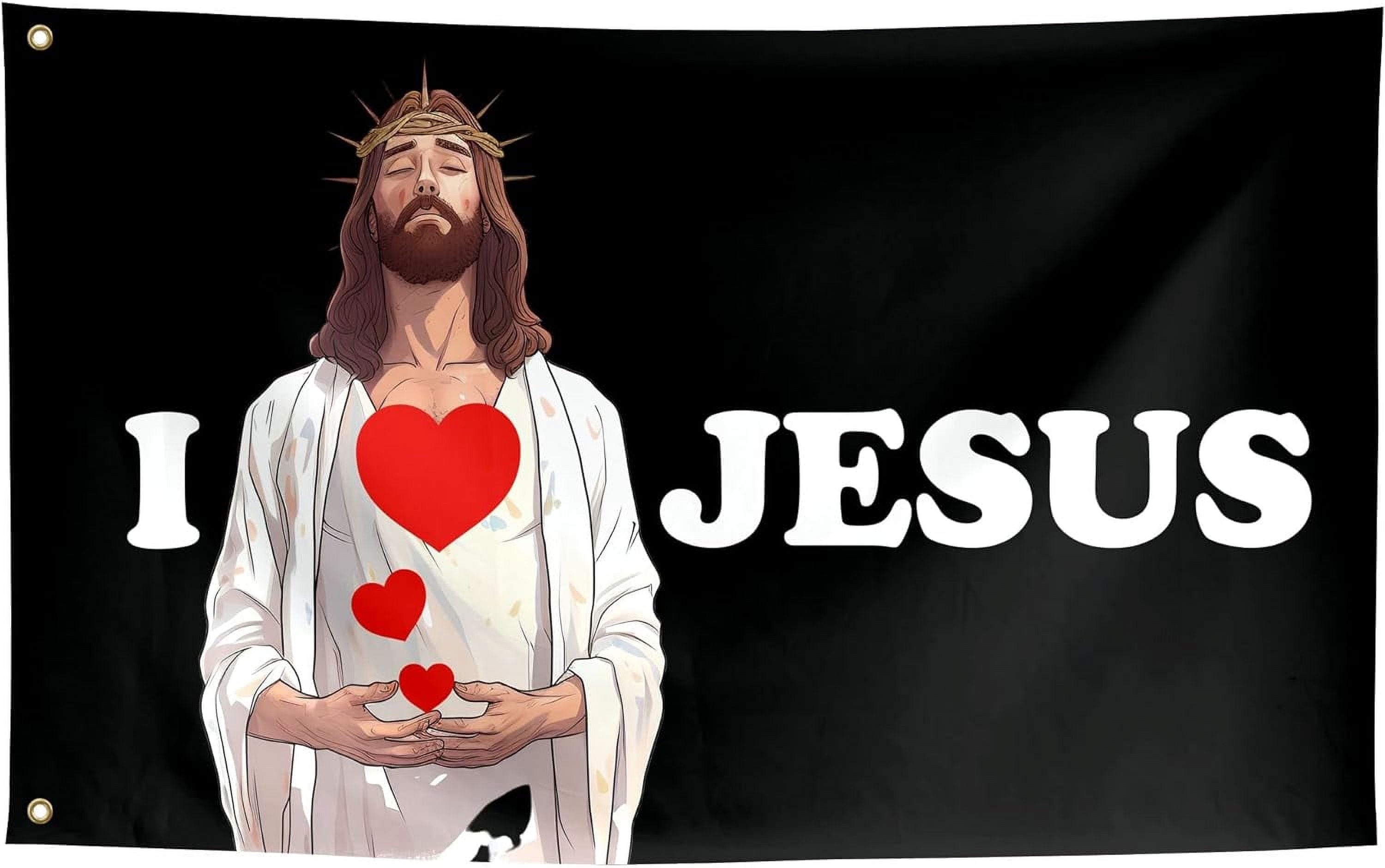 I Love Jesus Flag Funny Inspirtional Cool Flags Banner Room Guys ...