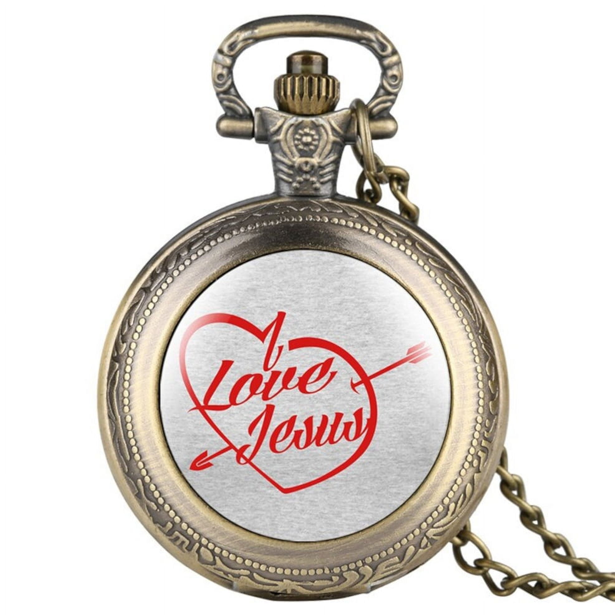 I Love Jesus Pocket-Size Pocket Watch Anti-Tarnish Christian Religion ...