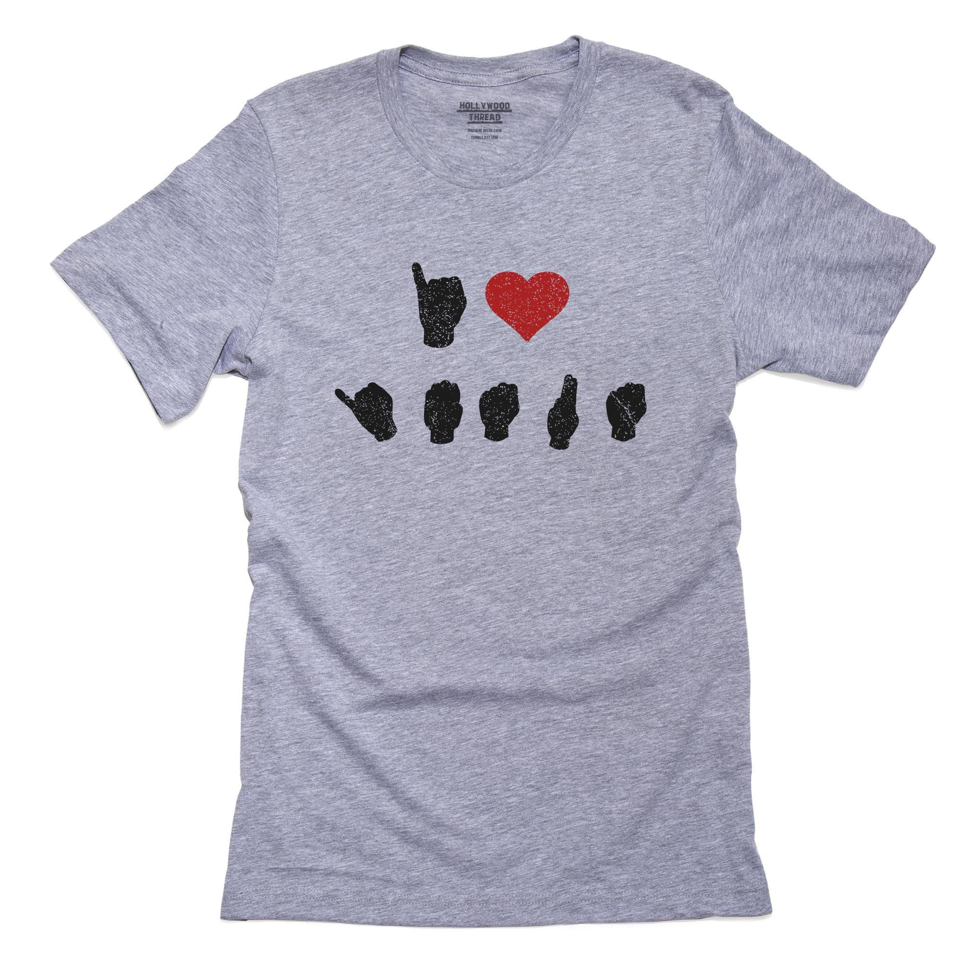 I Love Jesus - Sign Language Hands - Red Heart Men's Grey T-Shirt ...