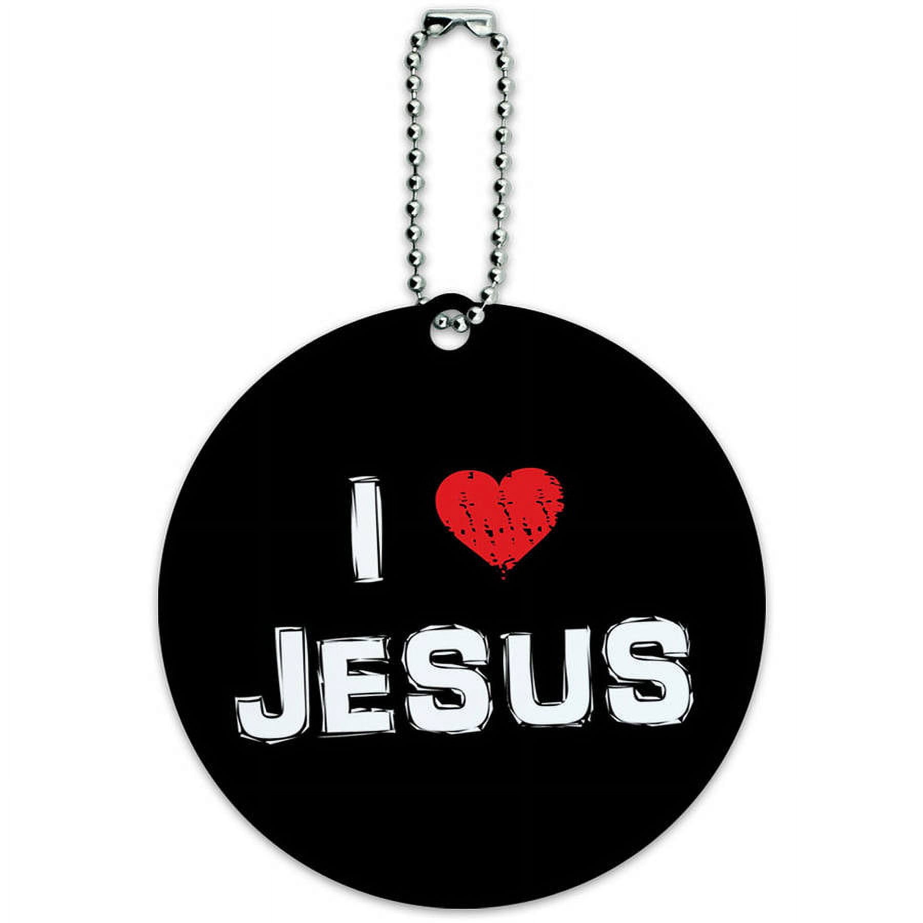 I Love Jesus Stylish Round Luggage ID Tag Card for Suitcase or Carry-On ...