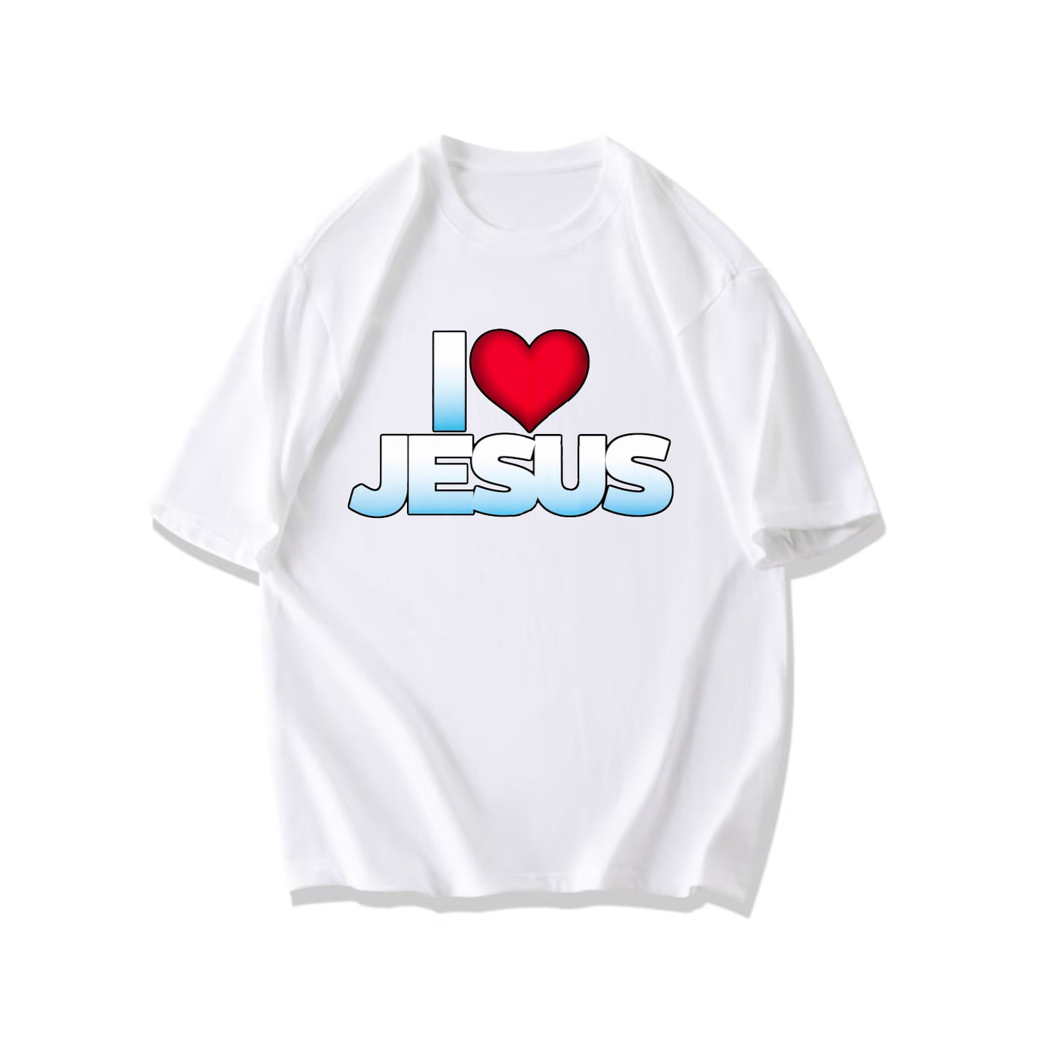 I Love Jesus T Shirt Black Print Christian faith religious-themed daily casual short-sleeved T ...