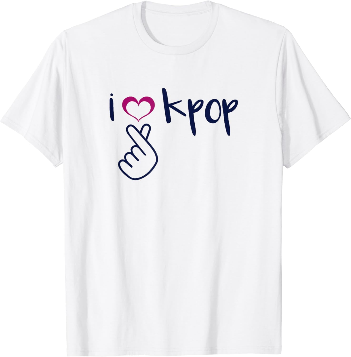 I Love K-Pop Finger Heart Hand Symbol Korean Music Fan Quote T-Shirt ...