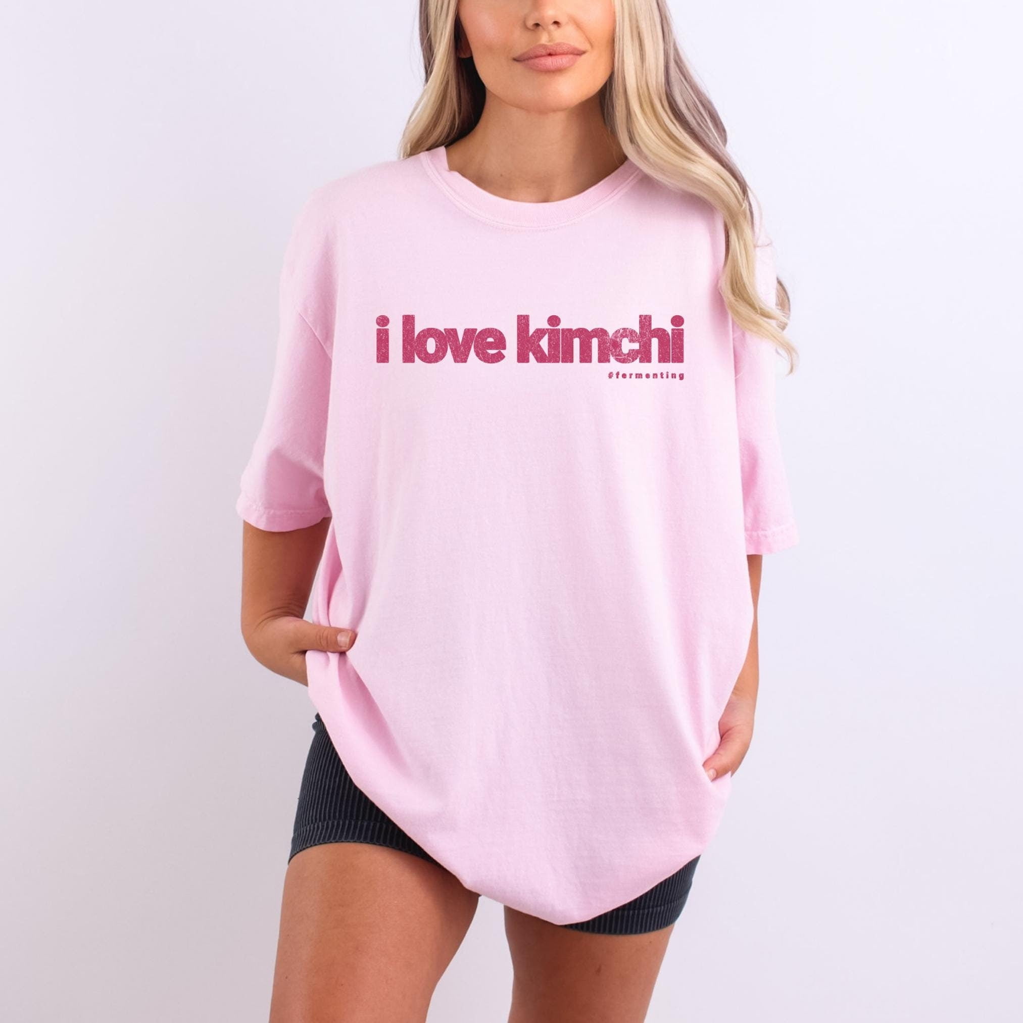 I Love Kimchi Distressed Text T-Shirt - Casual -Inspired Tee for ...