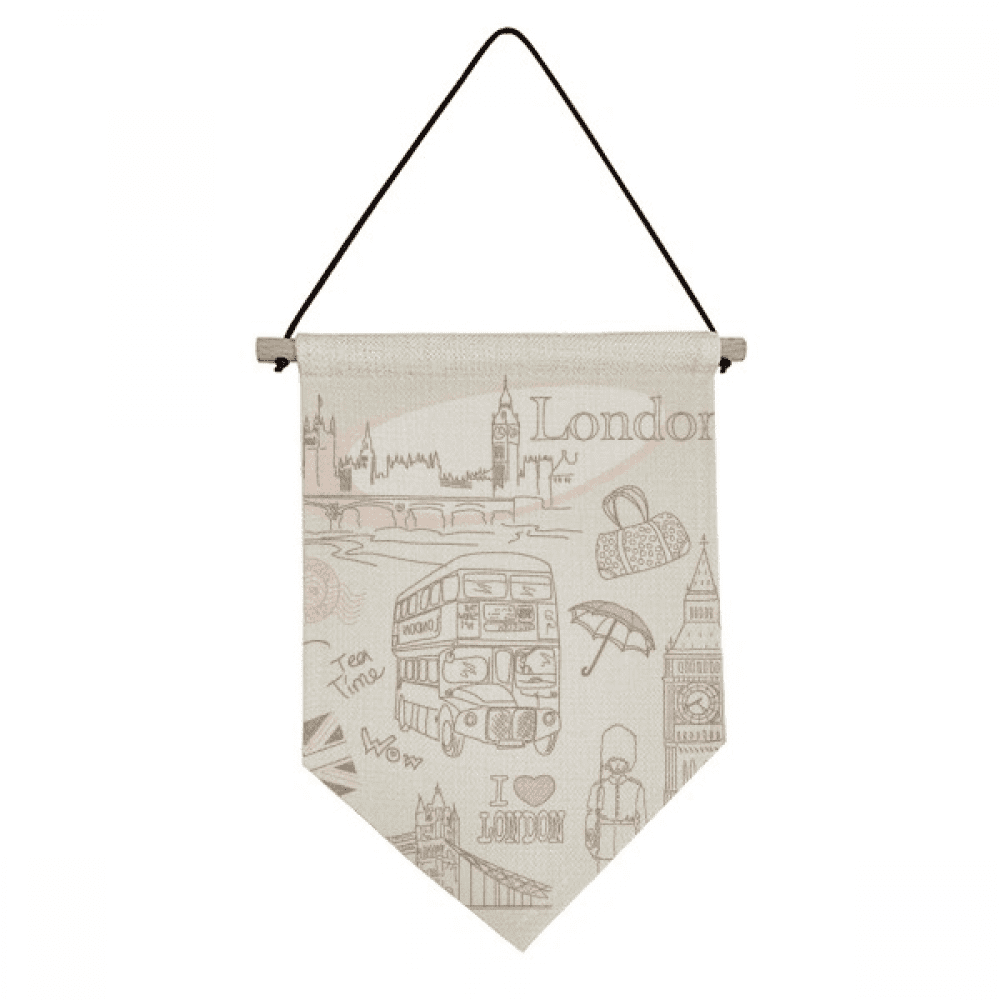 I Love London Britain Big Ben Bus Canvas Flag Hanging Wall Art Decor ...