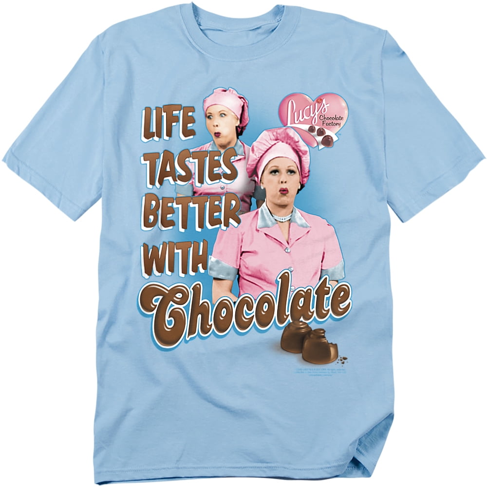 I Love Lucy Men's Better With Chocolate T-shirt Large Light Blue ...