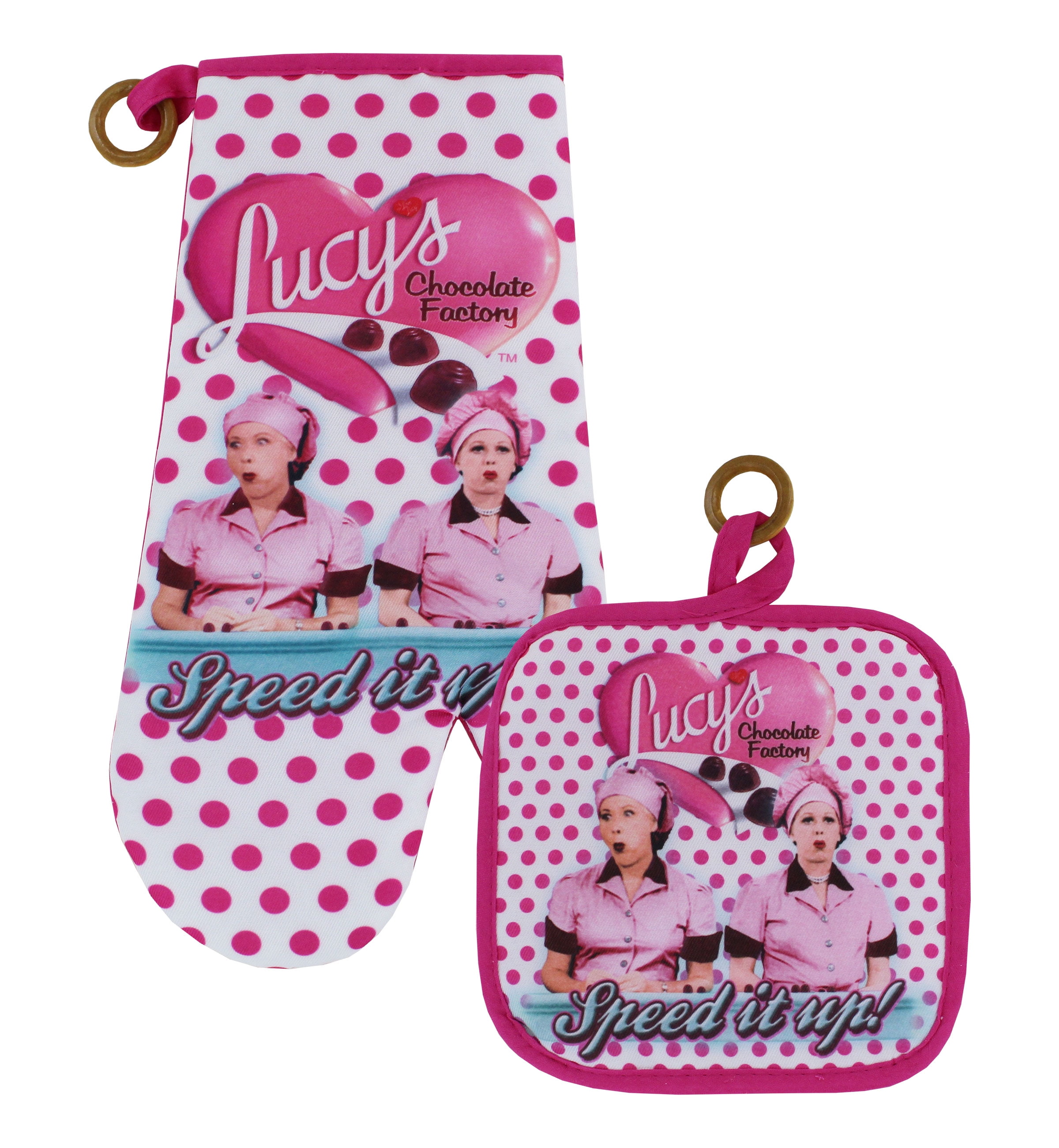 I Love Lucy Chocolate Factory Pot Holder & Oven Mitt Set - Walmart.com