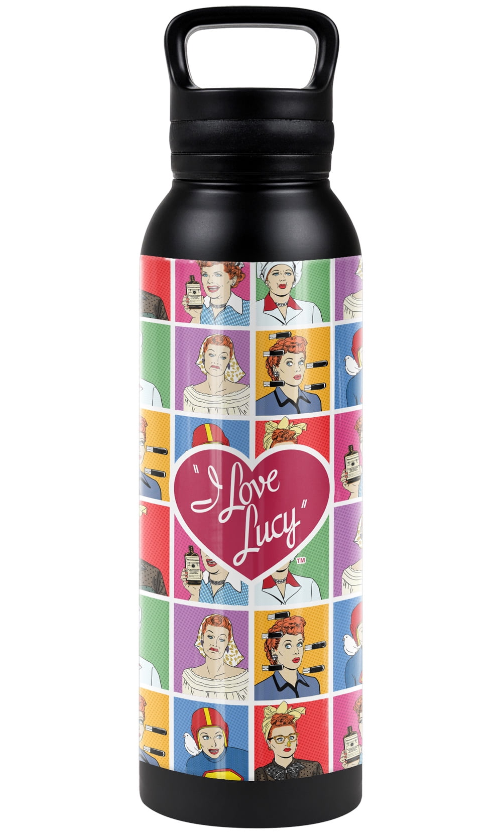 I Love Lucy Official Square Faces 24 oz Insulated Canteen Water Bottle ...