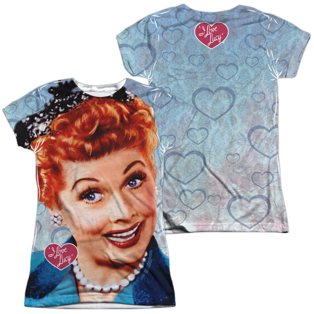 I Love Lucy - Smile (Front/Back Print) - Juniors Cap Sleeve Shirt ...