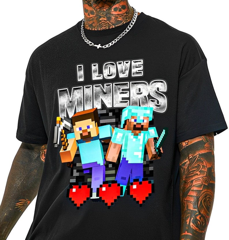 I Love Miners Funny Minecraft Shirt - Funny Shirts, Meme Shirt, Gift ...