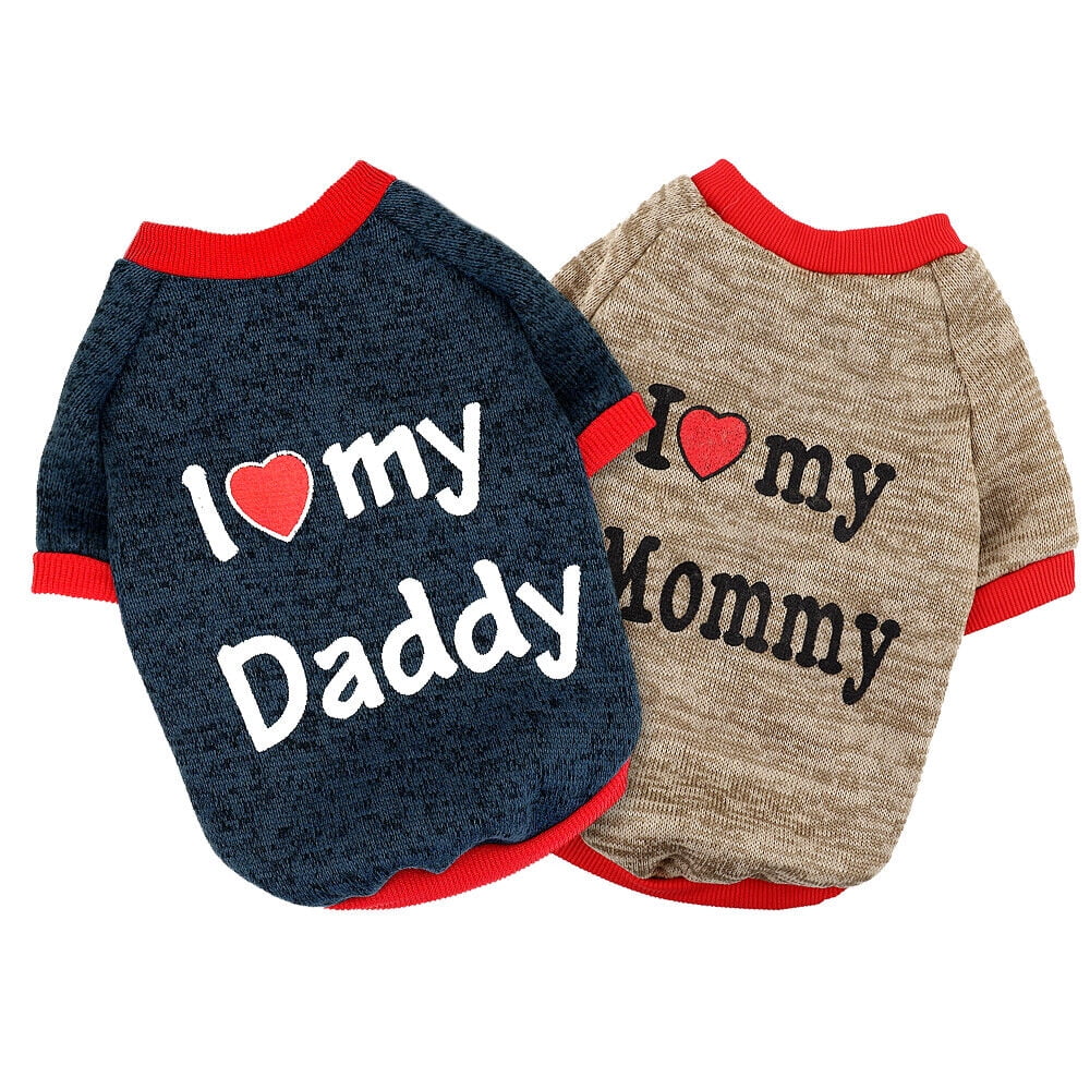 I Love Mummy/Daddy Small Dog Sweater Jumper Cat Clothes Pet Puppy Vest ...