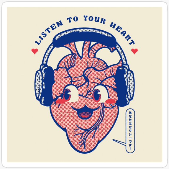 I Love Music Headset Anime Heart Sticker Phone Decal Water Bottle ...