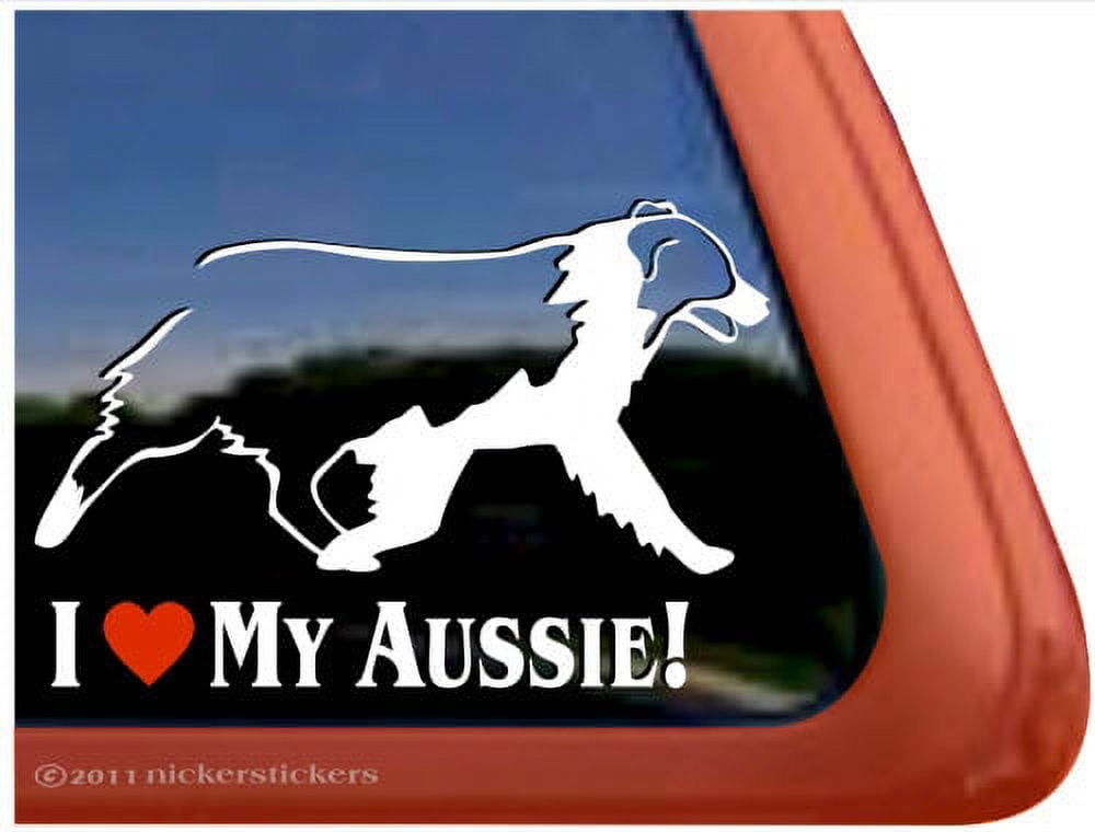 I Love My Aussie | Trotting Australian Shepherd Vinyl Adhesive Dog ...