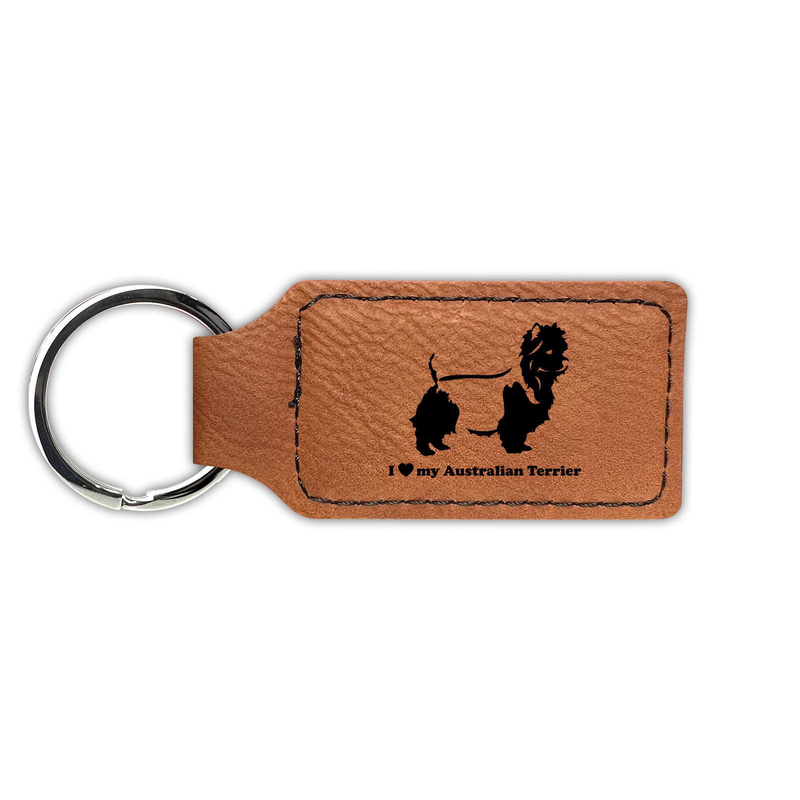 I Love My Australian Terrier Keychain Leatherette Rectangle - Laser ...