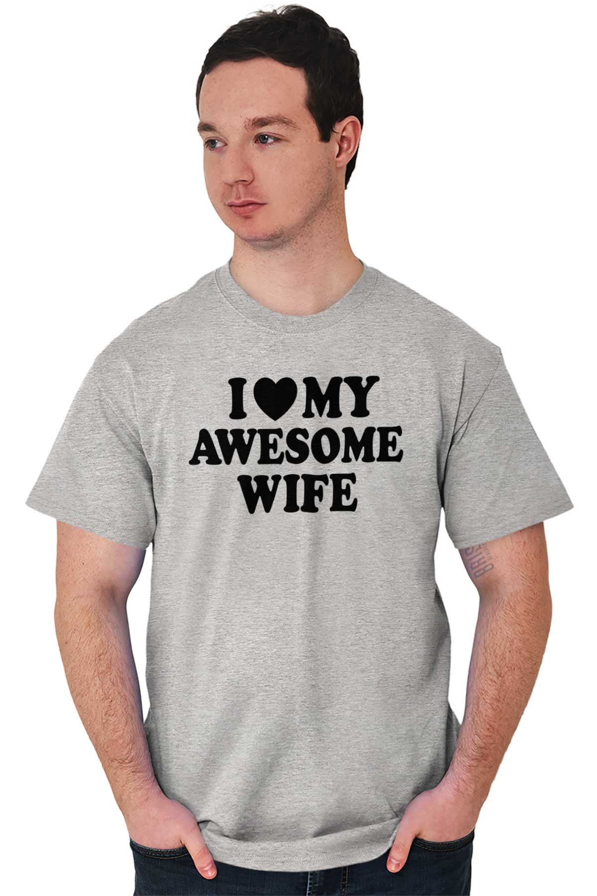 I Love My Awesome Wife Cute Husband Men's Graphic T Shirt Tees Brisco Brands S - Walmart.com
