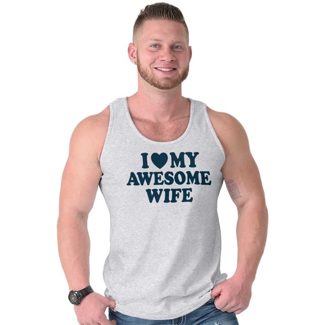 I Love My Awesome Wife Cute Husband Tank Top Sleeveless Tee Men Brisco Brands S - Walmart.com