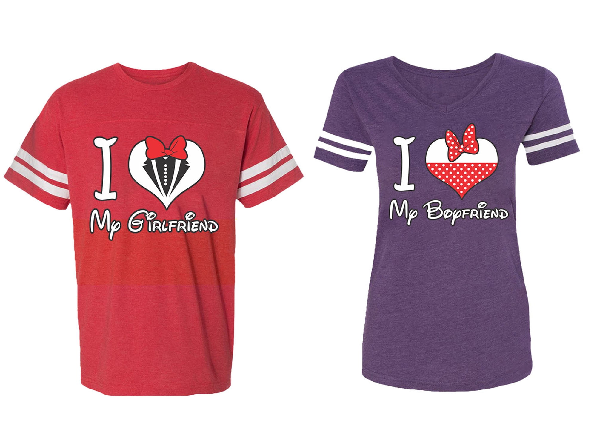 I Love My BF GF Matching Couple Cotton Jerseys (Men Red / Women Purple ...
