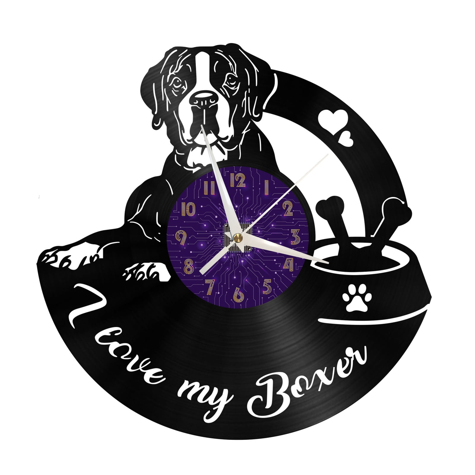 I Love My Boxer dog Vinyl Record Wall Clock for Kitchen Wall Decor Wall ...
