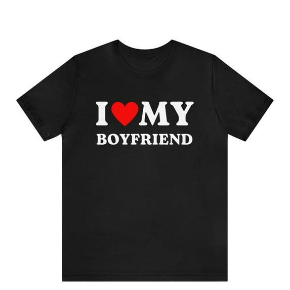 I Love My Boyfriend Heart Message Valentines Day Back Print Shirt ...