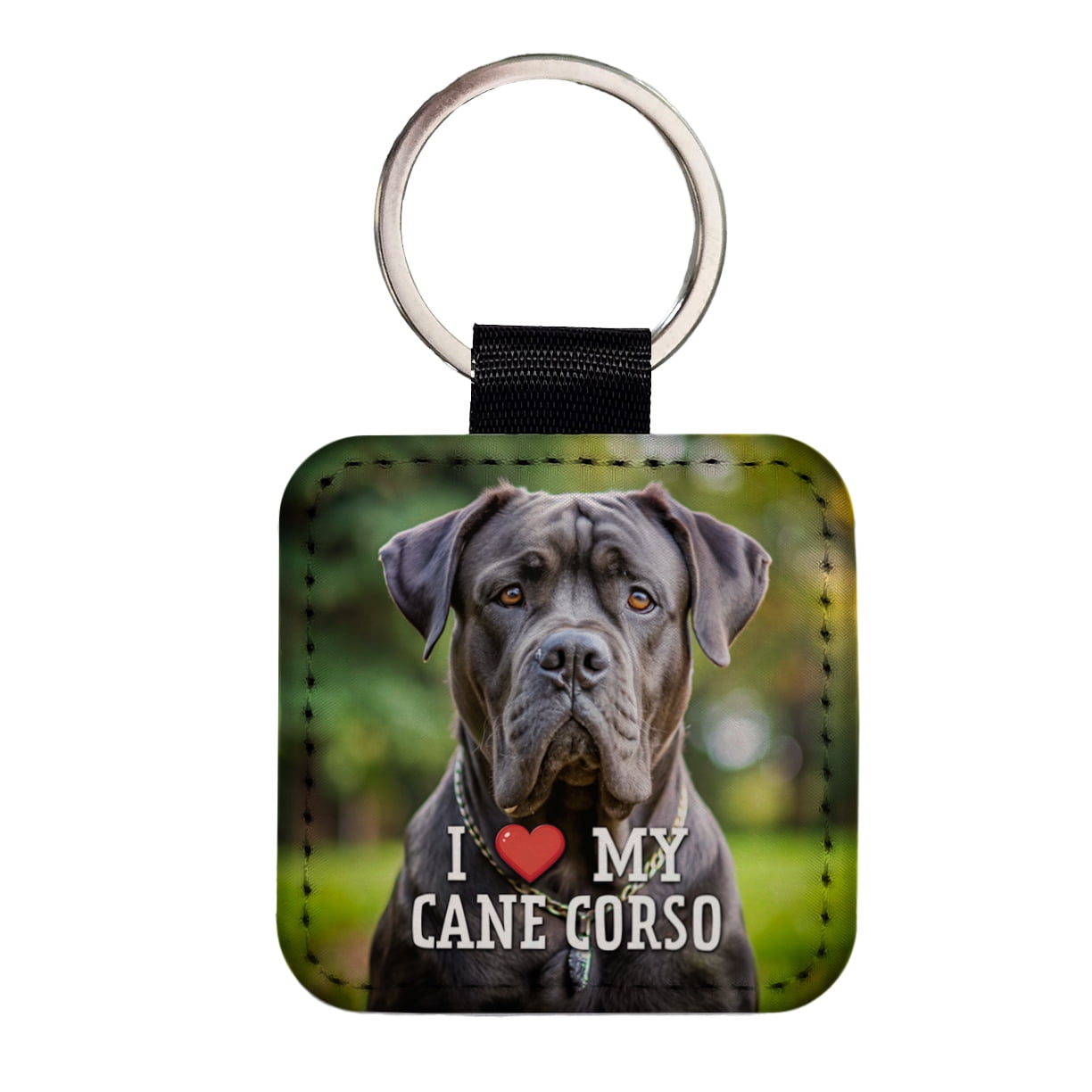 I Love My Cane Corso Dog Heart Faux Leather Square Keychain - Walmart.com