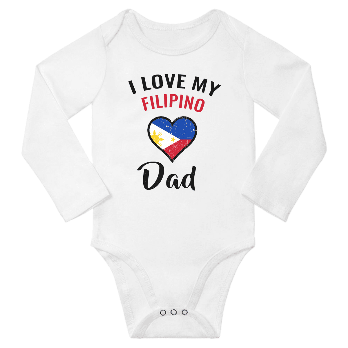 I Love My Filipino Dad Baby Long Slevve Bodysuit Outfits (White, 6-12 ...